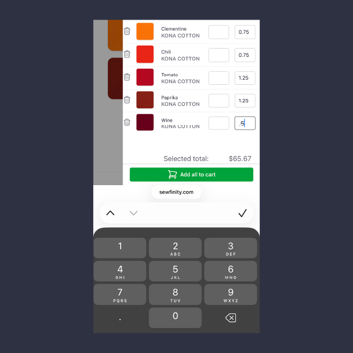 Buy Panel: mobile numeric keyboard – Sewfinity