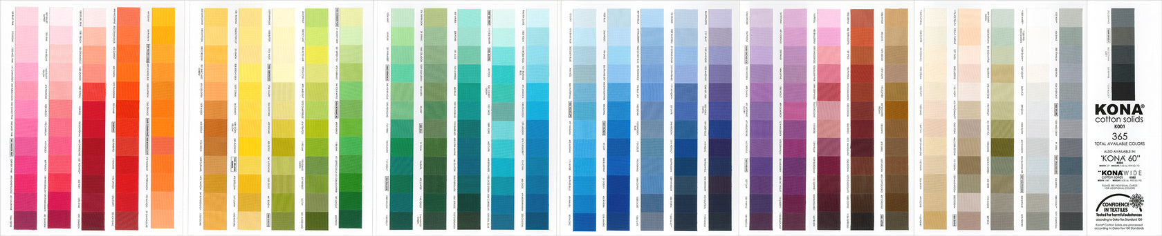 Kona Cotton Color Card - 365 Colors – Sewfinity