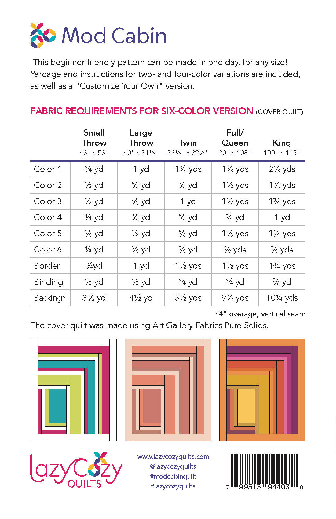 Mod Cabin Quilt Pattern – Sewfinity